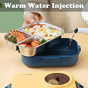 LANSKYWARE Stainless Steel Bento Box with Insulated Lunch Bag, 900 ml Lunch Box & 200 ml Soup Bowl, Blue & Yellow