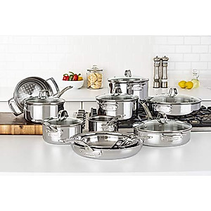Viking Culinary 3-Ply Stainless Steel Cookware Set, 17 piece | Includes Pots & Pans, Steamer Insert & Glass Lids | Dishwasher, Oven Safe & 304 Stainless Steel Kitchen Utensil Set