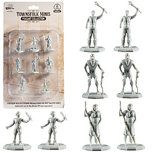 Monster Townsfolk Mini Fantasy Figures - 8pc Peasant Non Player Character NPC Miniatures - 1" Hex-Sized Compatible with DND Dungeons and Dragons, Pathfinder and All RPG Tabletop Games