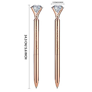 HH-STUDIO CUSTOM Rose Gold Diamond Ballpoint Pens with Big Colorful Diamond Bling Metal Ballpoint Pen Office Supplies Gift Pens For Christmas Wedding Birthday, ROSGOLD