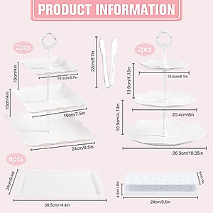 12 Pcs Cupcake Stand White Dessert Table Display Set 4 Pcs 3 Tier Plastic Cake Stand Holder 6 Pcs Dessert Serving Tray 1 Pc Cake Pop Stand Cookie Platter Rack Tower for Tea Party Wedding Baby Shower