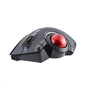ELECOM EX-G Pro Trackball Mouse, Wired, Wireless, Bluetooth, Thumb Control, 8-Button Function, Ergonomic Design, Optical Gaming Sensor, Smooth Red Ball, Windows11, macOS (M-XPT1MRBK)