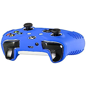 eXtremeRate Soft Anti-Slip Dark Blue Silicone Controller Cover Skins Thumb Grips Caps Protective Case for Xbox One X S Controller - Blue