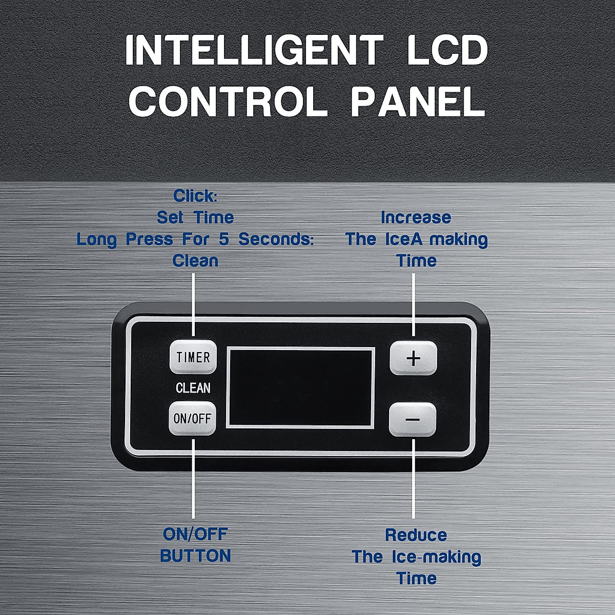 ZAFRO Commercial Ice Maker, 100lbs/24H Ice Machine with 33lbs Ice Bin, Self-Cleaning Under Counter Stainless Steel Freestanding Ice Maker for Restaurant/Bar/Cafe/Office Silver, Includes Scoop