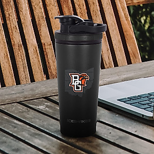 Helm Bowling Green State University Stainless Steel Ice Shaker Bottle, 26 Oz, Black