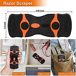 THINKWORK Razor Blade Scraper - 2Pcs Razor Scraper Set with 20Pcs Razor Blades, 2-in-1 Scraper Tool for Removing Labels, Decals, Stickers, Paint, Caulk, Adhesive