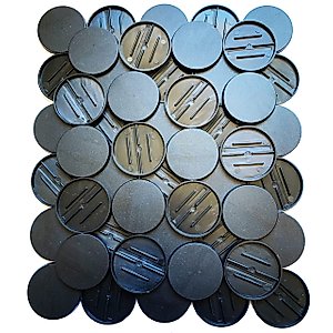 Pack of 50-40mm Flat Multi-Purpose Bases for Miniatures (roughly 1.5") - Black Plastic