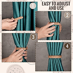 Curtain Tiebacks Rustic Curtain Holdbacks Braided Drapes Ties Handmade Tiebacks for Home Office Light Weight Drapes Decoration Supplies(6 Pieces)