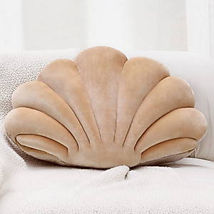 Sioloc Shell Pillows,Seashell Shaped Accent Throw Pillows,Decorative Pillow Cushion Floor Pillow for Couch Bed(Beige,13 X 10 in)