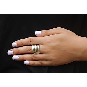 Wide Silver Ring, 7 Spinner Silver Ring, Wide Band Sterling Silver Ring, Band Ring, Thick Silver Ring, Womens Silver Ring, Men's Silver Ring Statement Jewelry Gift