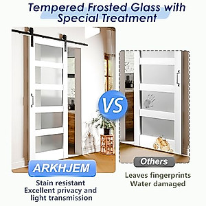 ARKHJEM Glass Sliding Barn Door 36''x84'' Sturdy Barn Door Slabs, Assembly Needed, Barn Doors for Home 5 Panel of Frosted Glass Easy Installation for Living Room Bathroom (No Hardware Include)