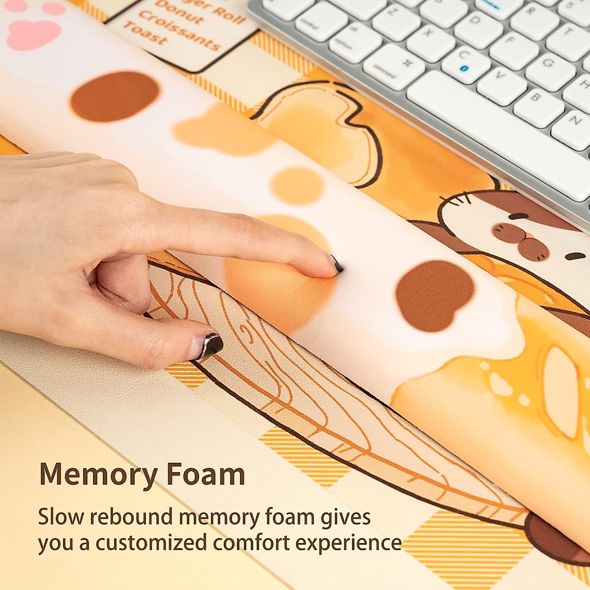 GeekShare Cute Bakery Cat Wrist Rest Support Mouse Pad Set- Non-Slip Base and Lightweight Memory Foam Wrist Rest Desk Mat for Keyboard and Mouse, Perfect for Gaming,or Home Office Work
