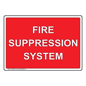 ComplianceSigns.com Fire Suppression System Label Decal, 5x3.5 in. 4-Pack Vinyl for Fire Safety/Equipment