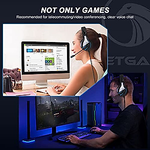 NPET HS10 Stereo Gaming Headset for PS4 PC Xbox One PS5 Controller, Noise Cancelling Over Ear Headphones with Mic,LED Light, Bass Surround, Soft Memory Earmuffs for Laptop Mac Nintendo NES Games