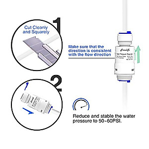 Frizzlife PRV3 Water Filter Pressure Regulator Protection Valve For Reverse Osmosis & Water Filter System, 60PSI, 3/8” Quick Connect Push Fit