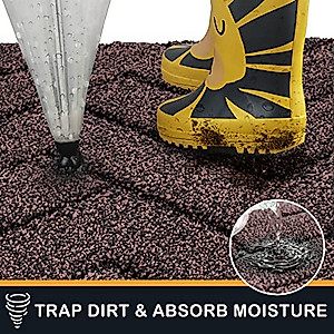 PURRUGS Dirt Trapper Indoor Door Mat 23.5" x 35.5", Non-Skid/Slip Machine Washable Entrance Rug, Shoes Scraper, Dog Door Mat, Super Absorbent Floor mat for Front Door, Entry, Muddy Wet Shoes and Paws