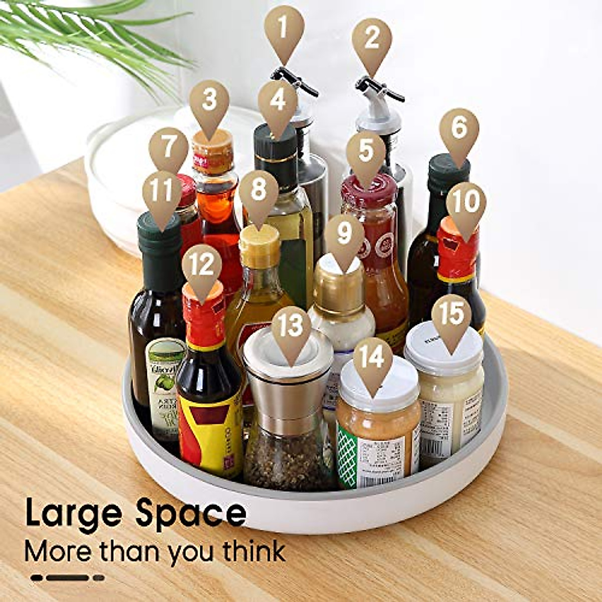 LAMY Lazy Susan Organizer Kitchen Organization, 12 Inch Lazy Susan Turntable for Cabinet, Pantry, Refrigerator and Table, White