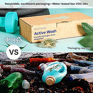 Dropps Active Wash Laundry Detergent Pods: Unscented | 24 Count | HE Compatible + All Washers | Cold Wash + All Temperatures | Sport Detergent | Low Waste Packaging