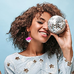 Disco Ball Earrings Mirrorball Earrings 60's or 70's Pink Disco Ball Earrings Costume Accessories Jewerly Gift for Women