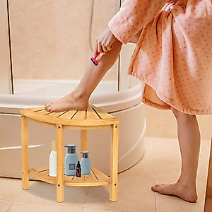 Shower Foot Rest Stool 13 inch, Corner Shower Stool for Shaving Legs, Shower Bench with Storage Shelf, Corner Bathroom Bench for Shower Spaces, Bath Seat, Spa Foot Rest Shaving Stool for Inside Shower