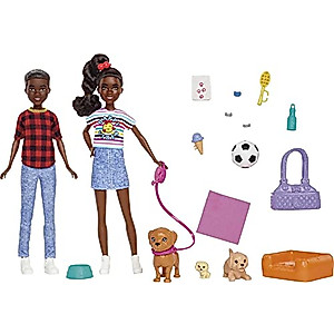 Barbie It Takes Two Doll & Accessories, Twins Playset with Brother & Sister Dolls, 3 Pet Puppies & 10+ Accessories