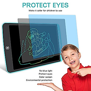 LCD Writing Tablet 12 Inch Toddler Doodle Board,Colorful Drawing Tablet Writing Pad,Erasable Electronic Painting Pads,Educational and Learning Girls Gifts Toys for 3 4 5 6Year Old Girls Boys(Sky Blue)