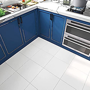 FunStick White Floor Tiles Peel and Stick Waterproof 12x12 In 15 Pcs White Vinyl Flooring Peel and Stick Bathroom Floor Tile Stickers Removable Stick on Laminate Linoleum Flooring for Kitchen Basement