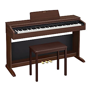 Casio AP-270 Celviano Digital Cabinet Piano - Walnut Bundle with Furniture Bench, Headphones, Online Piano Lessons, Austin Bazaar Instructional DVD, and Polishing Cloth