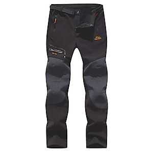 BenBoy Men's Snow Ski Outdoor Waterproof Windproof Fleece Cargo Hiking Pants,AN-SF1602M-Black-M