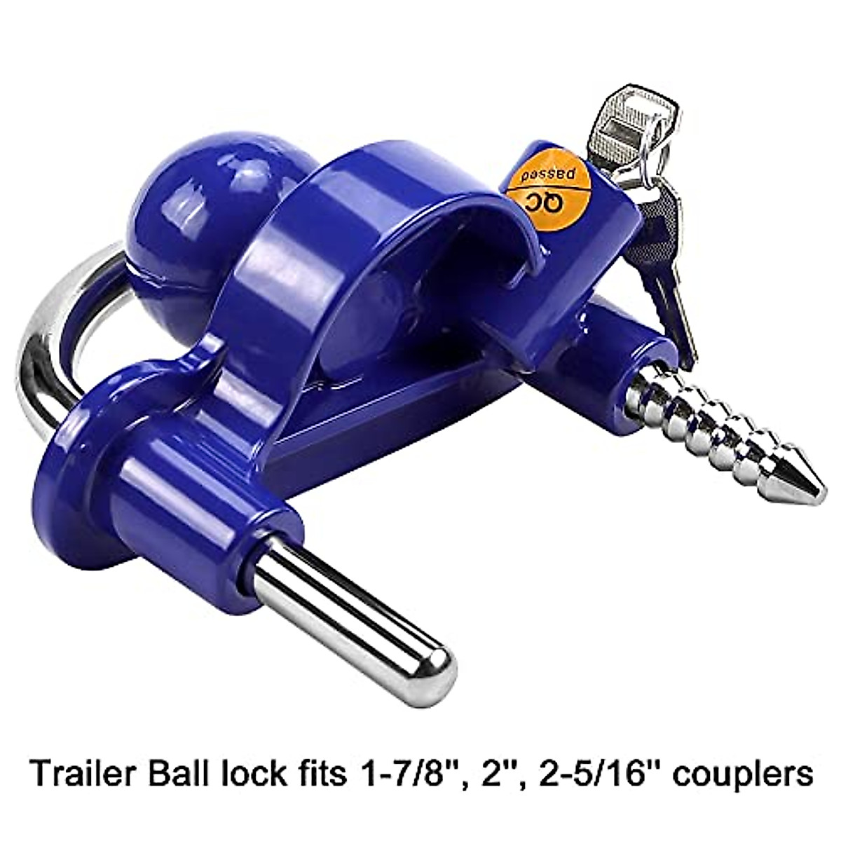 Coupler Lock Hitch Trailer Lock with 2 Keys,72783 Universal Coupler Lock,Universal Adjustable Heavy-Duty Steel Lock Blue