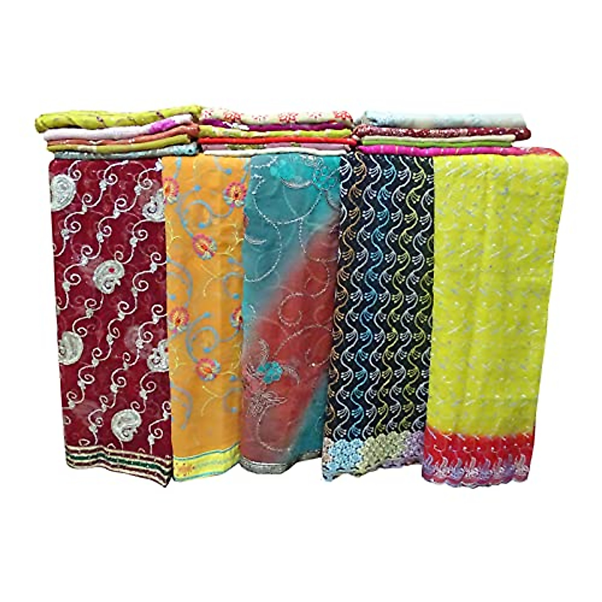 Peegli Pack of 50 Assorted Wholesale Textile Indian Dupatta Women Scarves Handmade Mixed Fabric Lot