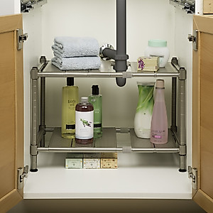 Seville Classics Expandable Under-Sink Shelf with steel Perforated Panels