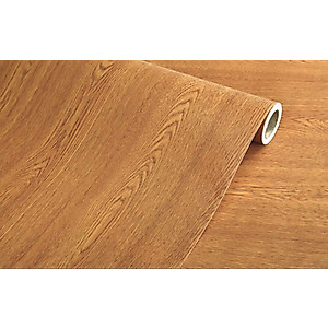 MULLSAN Brown Wood Grain Paper Waterproof Self Adhesive Shelf Liner Dresser Drawer Cabinet Sticker Winged Wood 24inch by 118inch