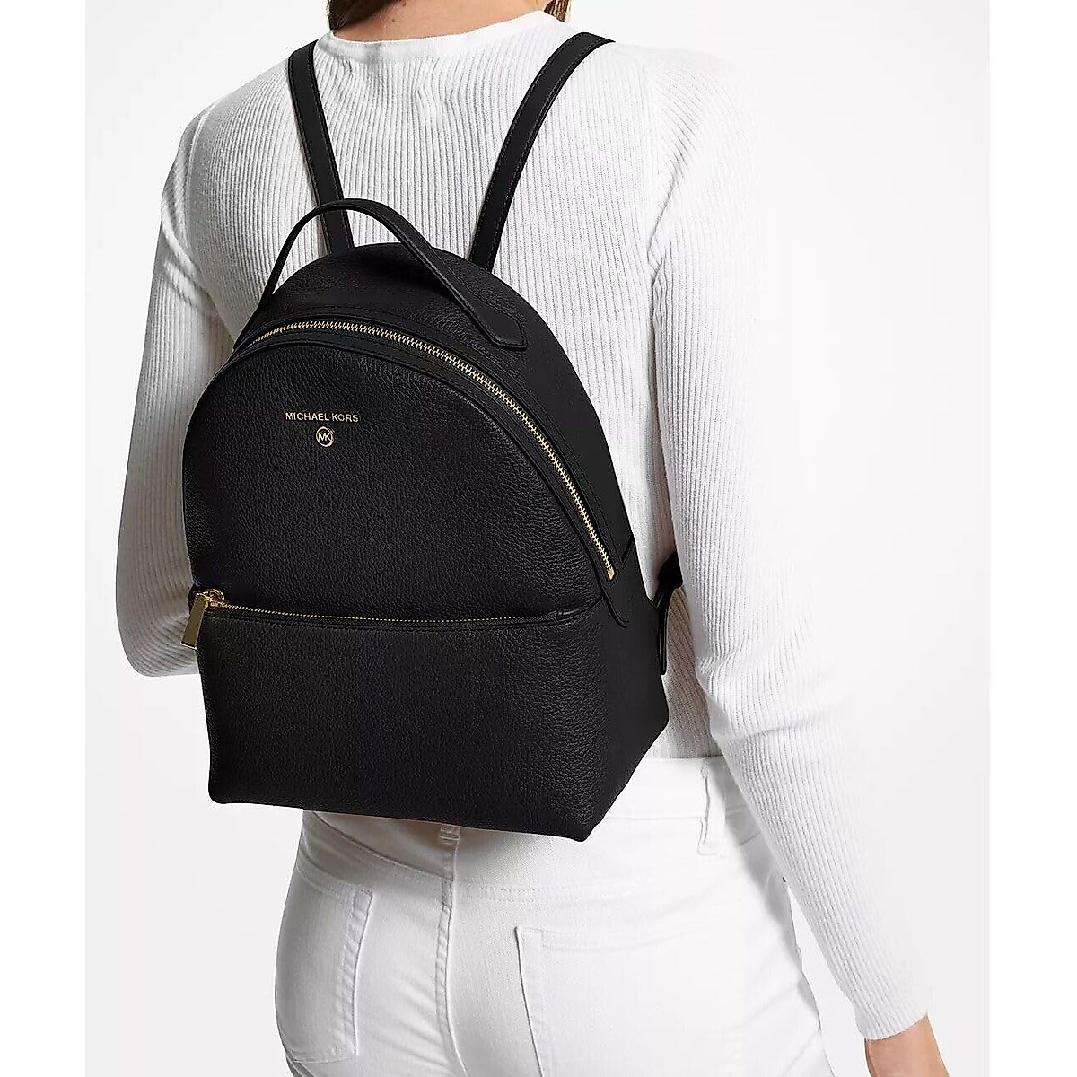 Michael Kors Valerie Medium Logo Backpack (Black)