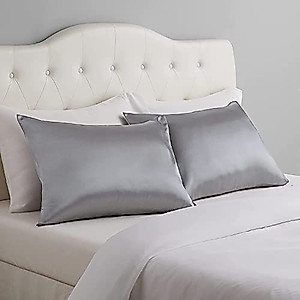 MOLIER. LU Satin Pillowcase Set of 2 Bed Pillowcases with Envelope Closure Slip Pillowcase Cover for Hair and Skin Cooling Pillowcase (20x30 Inches) Queen Deep Grey