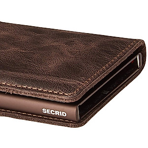 Secrid - Slim Wallet Genuine Vintage Leather RFID Safe Card Case for max 12 Cards (Chocolate) (Chocolate)