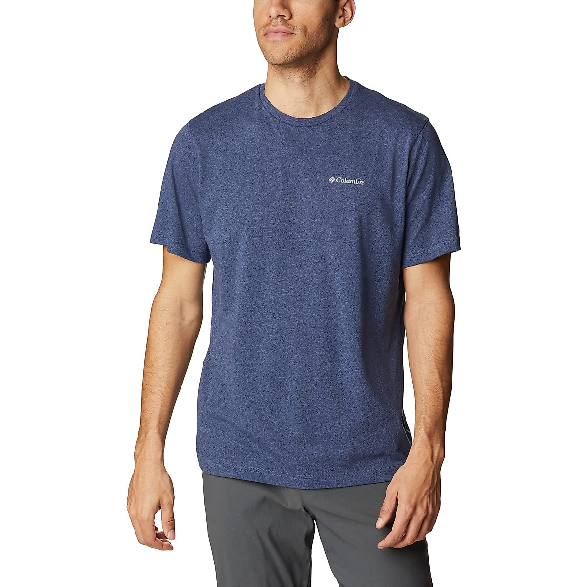 Columbia Mens Thistletown Hills Short Sleeve T-Shirt, Dark Mountain Heather, Medium