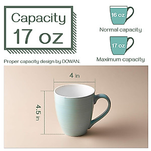 DOWAN 17 oz Large Coffee Mugs Set of 4 - Ceramic Coffee Mugs with Large Handle, Thanksgiving Christmas Coffee Cups Gift for Hot or Cold Drinks, Easy to Hold & Texture Design, White