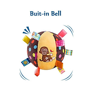 Colorful Taggies Chime Ball - Soft Plush Sensory Rattle Toy as Christmas Gift for Babies Kids Toddlers Infants