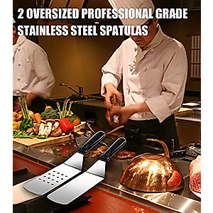 FIFIT KITCHEN Flat Top Griddle Accessory Tool Kit 6 Pieces, 2 Bottles,2 Spatulas, Chopper Scrapper And Tong Perfect Fit For Cooking Indoor Or Outdoor