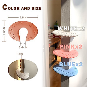 Happlife Finger Pinch Guard (Pack of 6) - Durable Silicone Door Stopper - Prevent Slamming Door Stoppers - Prevent Door Finger Pinch lnjuries - Door Stopper Finger Pinch Guard, White Blue Pink