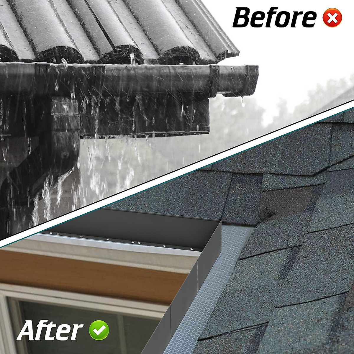 Daisypower 8 Pack Gutter Valley Splash Guards,Rainwater Roof Rain Diverter Downspout Gutter Guards for House Shingle Straight Roofs Corner,10 Inch Each