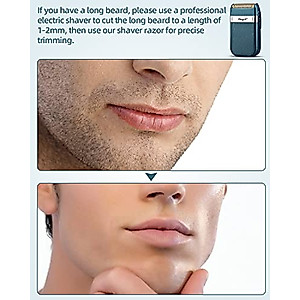 CkeyiN Men's Electric Shavers, Rechargeable Cordless Foil Shaver Razor with Replaceable Foil Head, Multifunction Wet & Dry Use Foil Shaver (Blue)