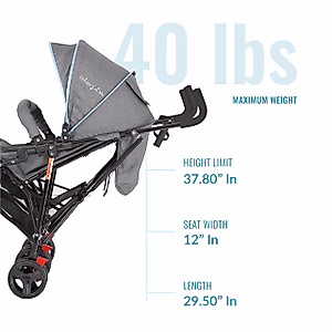 Dream On Me Volgo Twin Umbrella Stroller in Blue, Lightweight Double Stroller for Infant & Toddler, Compact Easy Fold, Large Storage Basket, Large and Adjustable Canopy