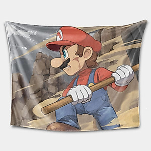 NICHIYOBI Redcap Beard Plumber Bros Game Flannel Blanket Kobayashi Tohru Kanna Lightweight Cozy Throw Blanket Warm Bed Blanket fit Sofa and Couch (03,Medium 60x50in)