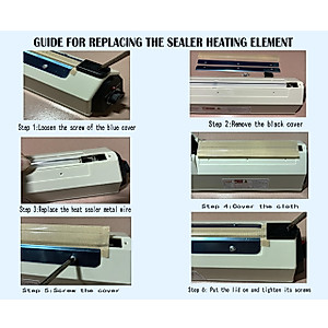 Impulse Sealer Parts 16 Inch Heat Seal Strips Teflon Tapes Sealer Replacement Element Grip Impulse Sealer Heating Element Service Spare Repair Kit-6 Pack