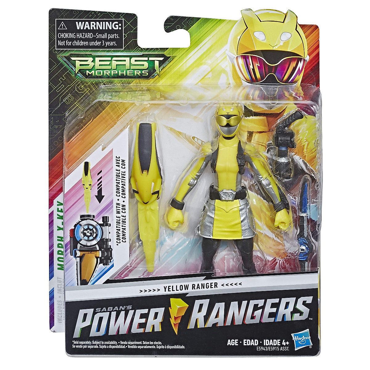 Power Rangers Beast Morphers Yellow Ranger 6" Action Figure Toy Inspired by The TV Show