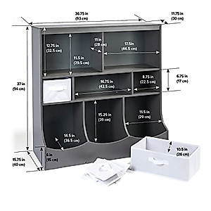 Badger Basket Combo Bin Toy Storage Unit and Book Shelf for Kids with 3 Baskets - Cool Gray