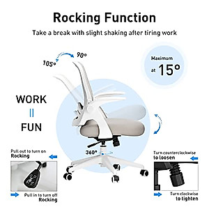 Hbada Home Office Chair Work Desk Chair Comfort Ergonomic Swivel Computer Chair with Flip-up Arms and Adjustable Height, Beige