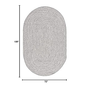 SAFAVIEH Braided Collection Area Rug - 6' x 9' Oval, Grey & Ivory, Handmade Farmhouse, Ideal for High Traffic Areas in Living Room, Bedroom (BRA201F)